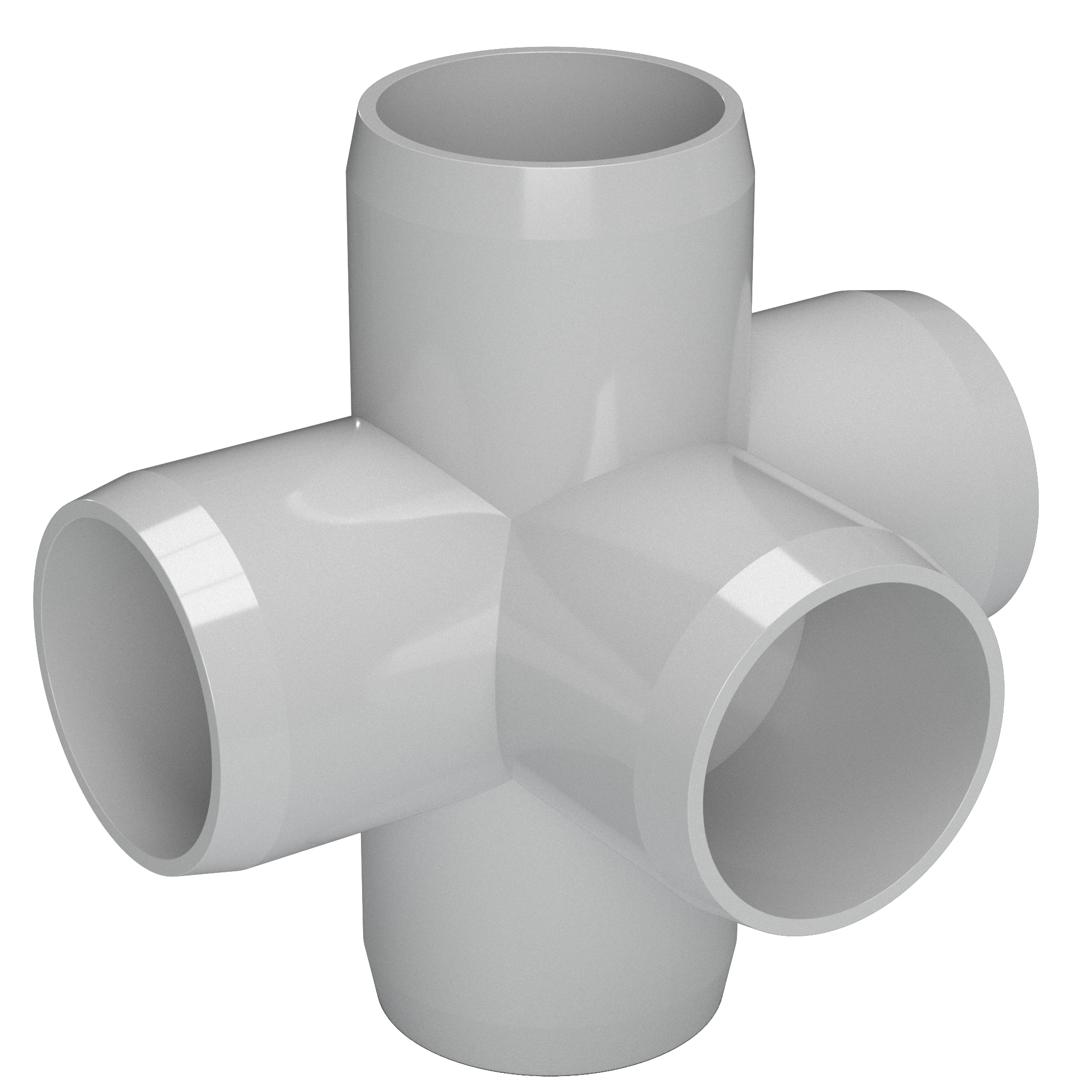 1/2" 5-Way PVC Cross Fitting, Gray (10-PK) FORMUFIT Furniture Grade ...
